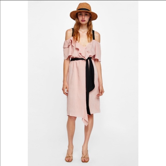 Zara | Dresses | New Zara Pink Ruffle Off Shoulder Dress | Poshmark